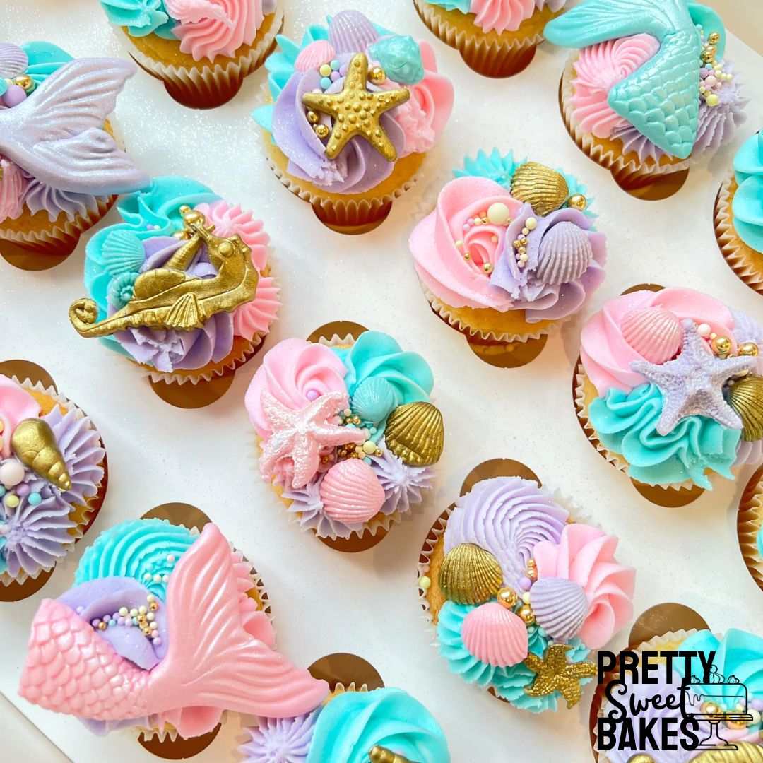 Mermaid Cupcakes (Box of 12) | Pretty Sweet Bakes Central Coast